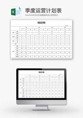 季度运营计划表Excel模板 千库网 excelID131382