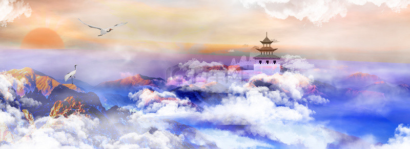云中宫殿背景图片 云中宫殿背景素材图片 千库网