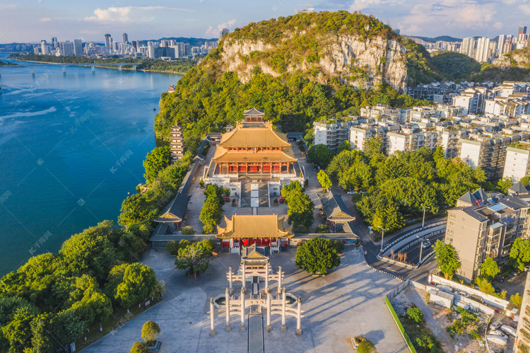 古建筑日落4A景区柳州文庙航拍摄影图配图高清摄影大图 千库网