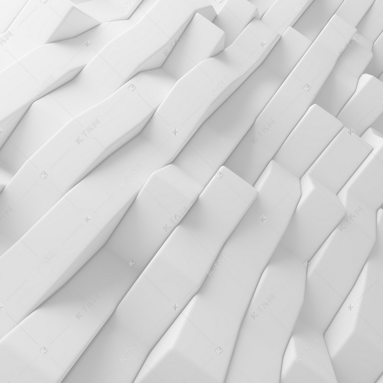 白色抽象波浪带背景3d 渲染几何多边形高清摄影大图 千库网