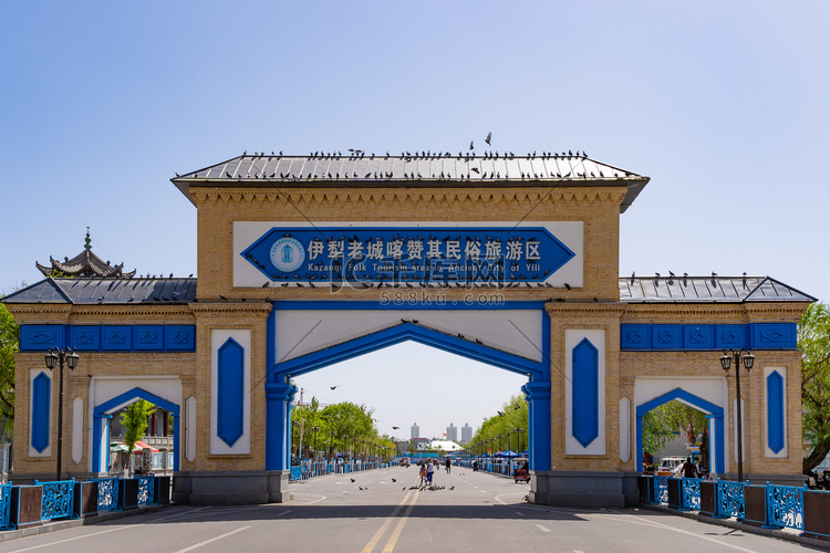 新疆伊犁伊宁喀赞其民俗区大门口摄影图配图高清摄影大图 千库网