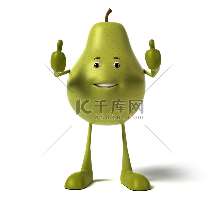 3d渲染插图的梨字符卡通动漫人物图画高清摄影大图 千库网