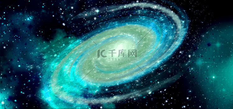 蓝绿色抽象螺旋星空星云背景图片免费下载 千库网