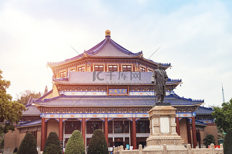 广州中山纪念堂景点下午古建筑路面拍摄摄影图配图高清摄影大图 千库网