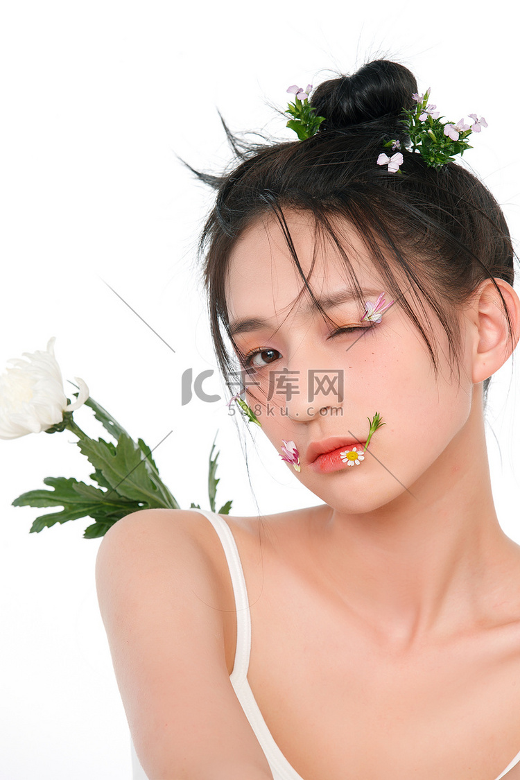 漂亮女人妆面肖像高清摄影大图 千库网