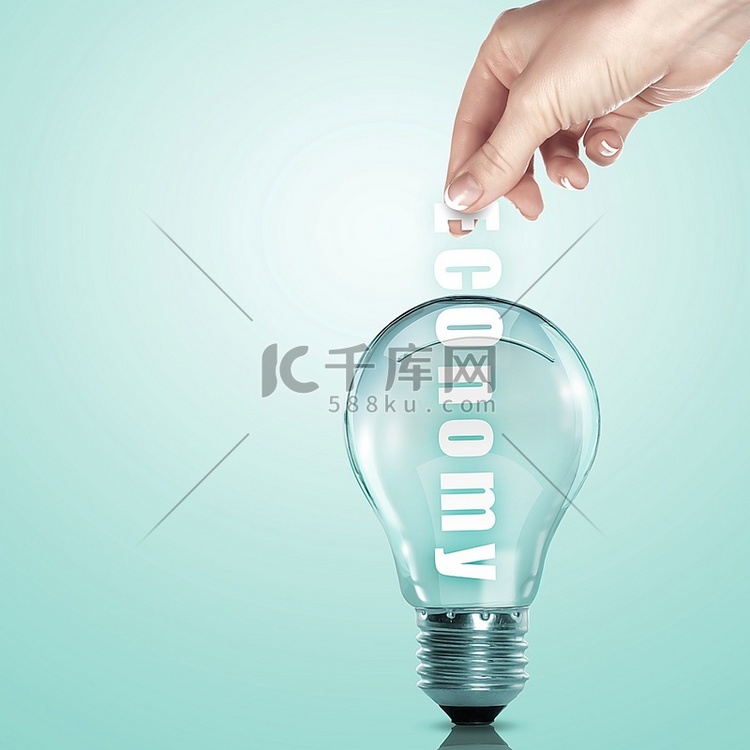 把一个商业术语放进灯泡里高清摄影大图 千库网