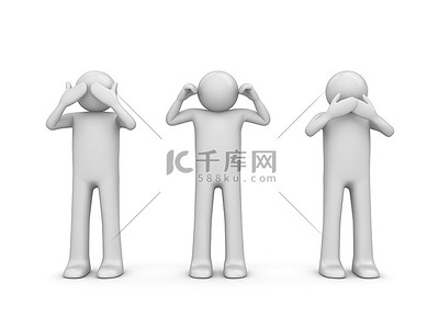 盲人聋人和哑巴 白底3D孤立人物系列 高清摄影大图 千库网