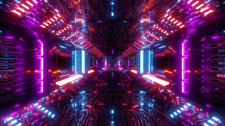 发光的科幻隧道走廊与抽象眼睛纹理 3d 插图壁纸背景高清摄影大图 千库网