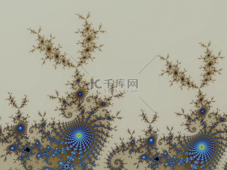 一个美丽的 3D 插图放大到无限数学 mandelbrot 集分形高清摄影大图 千库网