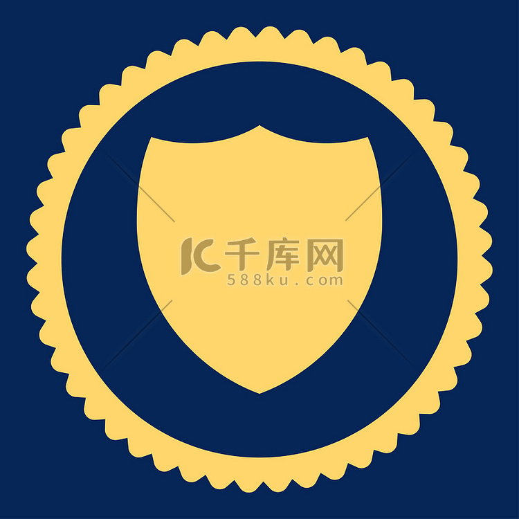 盾牌平面黄色圆形邮票图标高清摄影大图 千库网