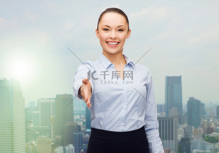 张开手准备握手的女商人高清摄影大图 千库网