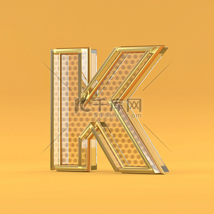 金线和玻璃字体字母 K 3D高清摄影大图 千库网