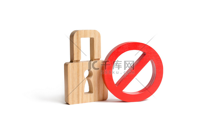 孤立背景上的挂锁和符号否高清摄影大图 千库网
