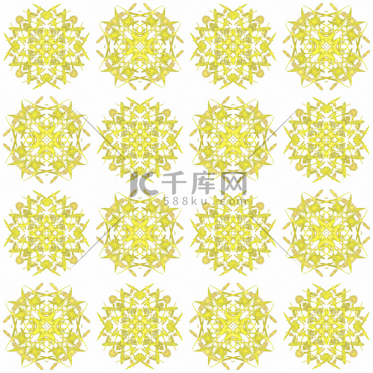 具有 3D 渲染抽象分形黄色图案的无缝纹理高清摄影大图 千库网