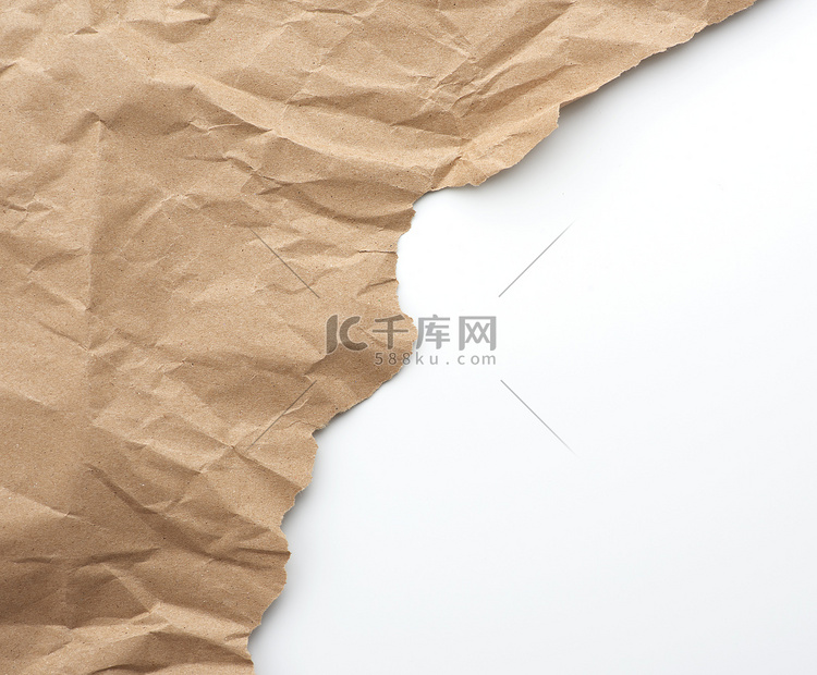 皱巴巴的棕色包装牛皮纸 w 空白片的碎片高清摄影大图 千库网