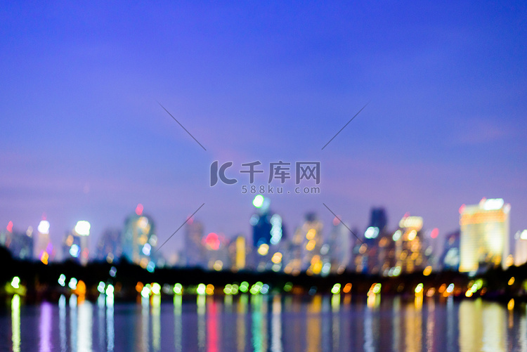 抽象城市夜光散景散焦背景城市附近高清摄影大图 千库网
