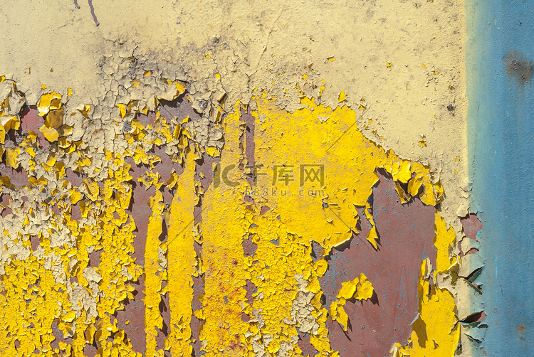生锈的铁表面残留有旧油漆剥落的油漆纹理背景高清摄影大图 千库网