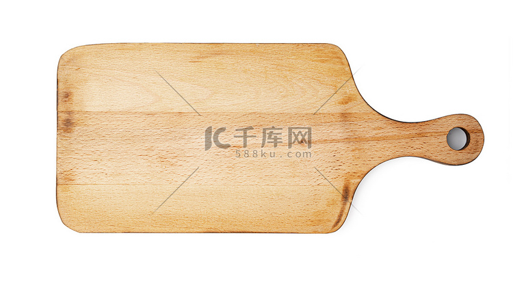 在白色背景上的木制切菜板高清摄影大图 千库网
