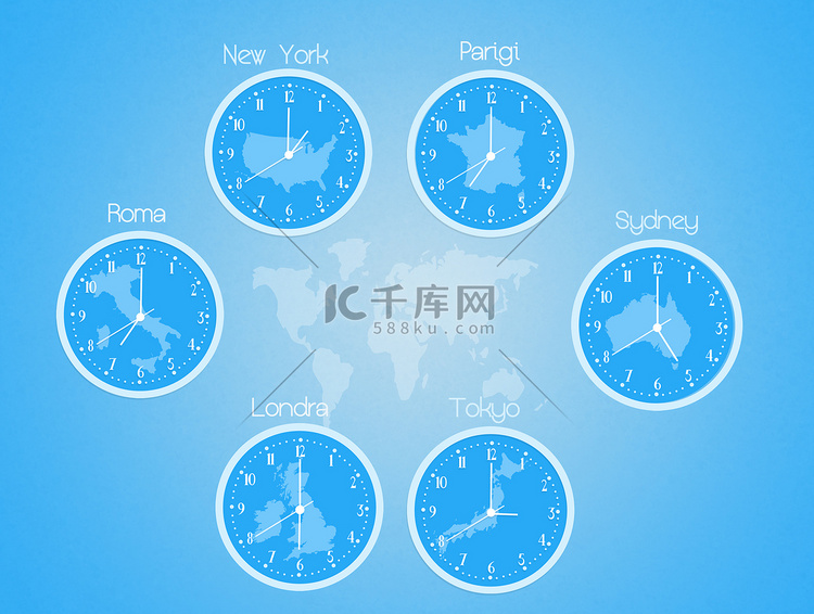 时区时钟高清摄影大图 千库网