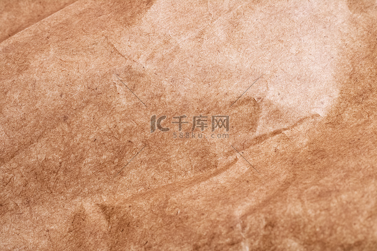 皱巴巴的牛皮纸特写抽象背景高清摄影大图 千库网