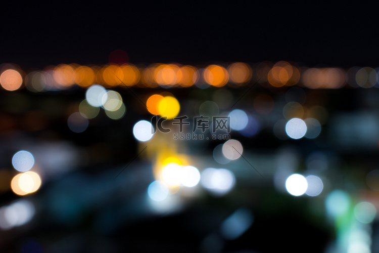 城市的抽象圆形散景背景灯高清摄影大图 千库网