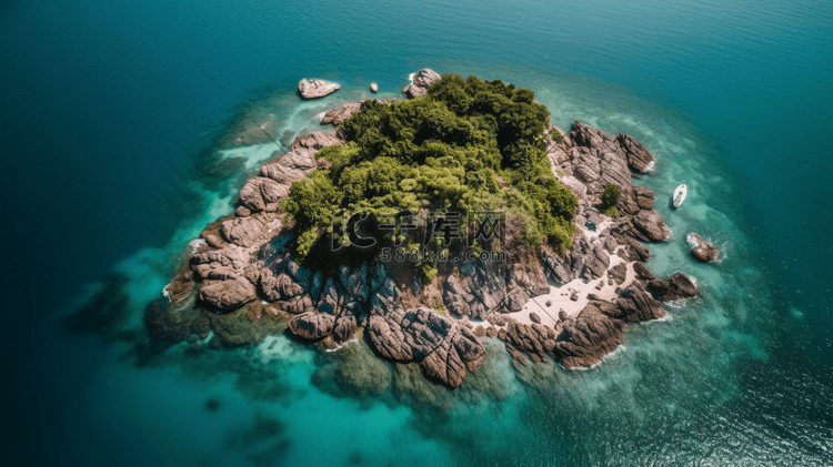 鸟瞰海岛岛屿和水体的摄影高清摄影大图 千库网