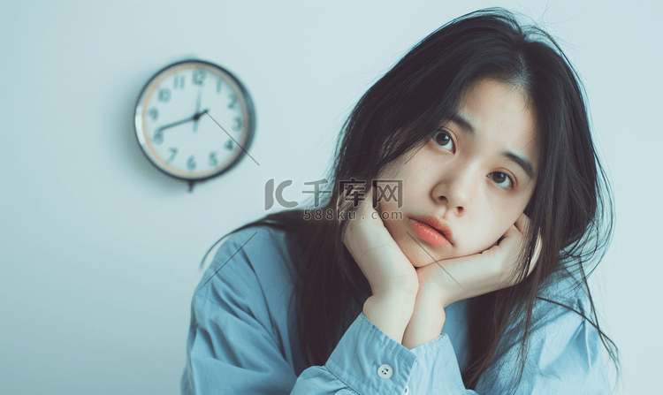 睡眼惺忪的年轻的女性写真摄影1高清摄影大图 千库网