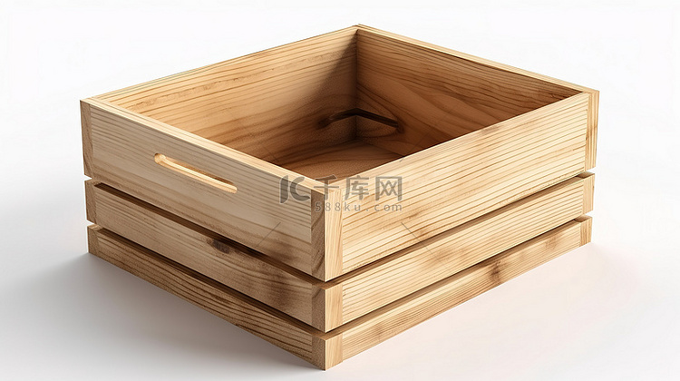白色背景上孤立木箱的 3D 渲染背景图片免费下载 海报banner 高清大图 千库网 图片编号6736650