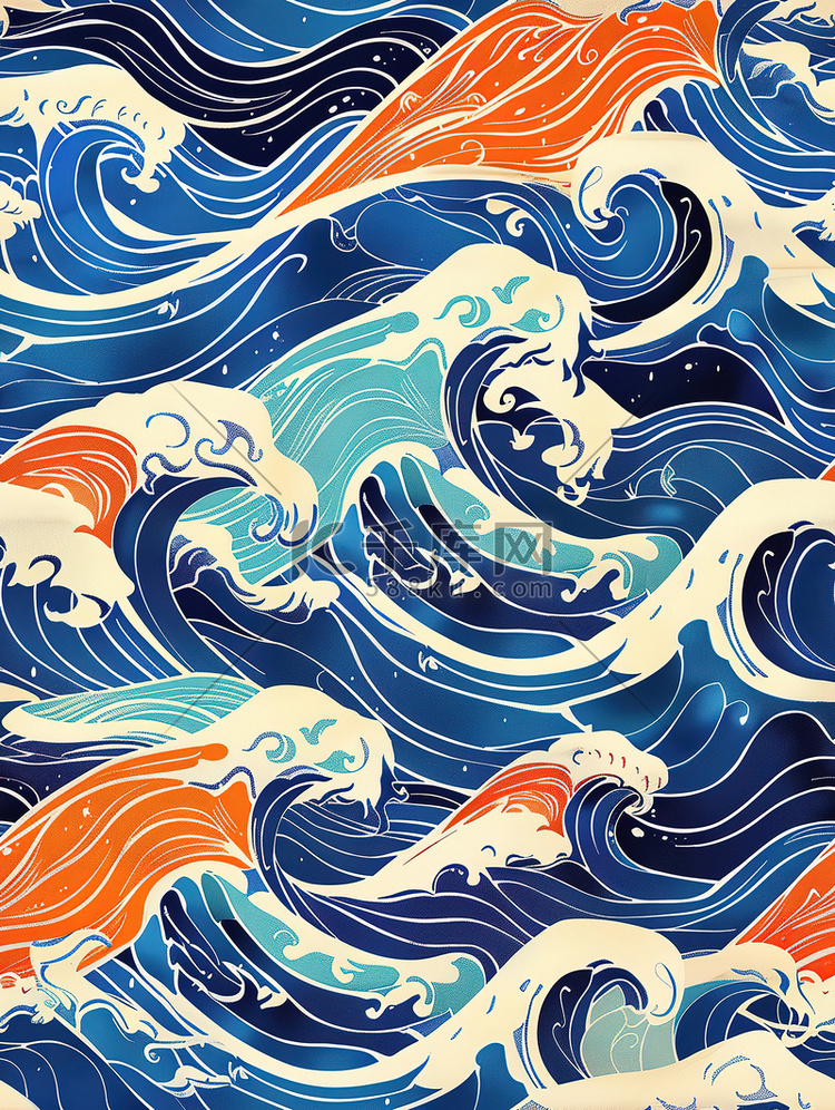 梦幻波浪无缝图案背景图背景图片免费下载 千库网