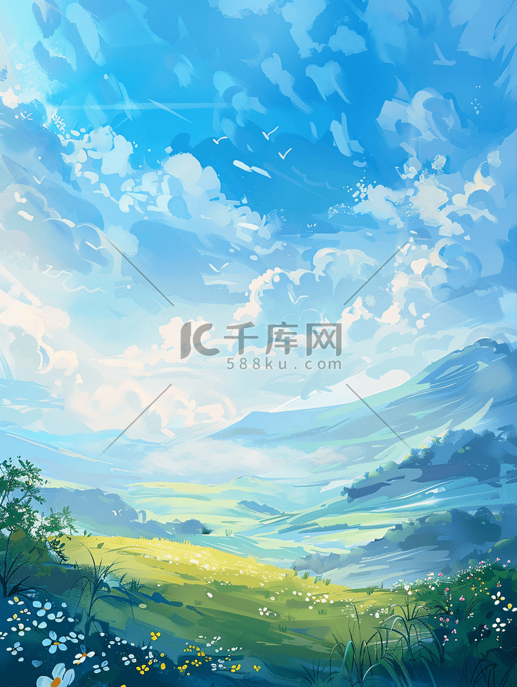幻想昏昏欲睡的风景与多云的天空插图高清摄影大图 千库网