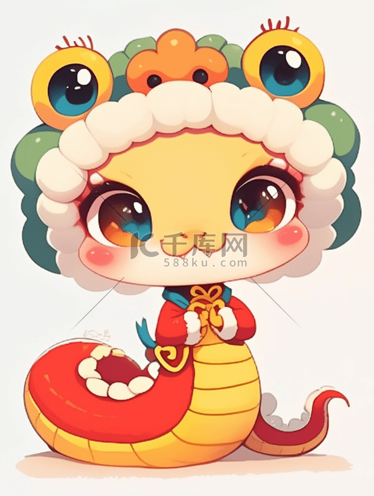国风蛇年新年卡通可爱萌蛇3D可爱萌蛇背景图片免费下载 千库网
