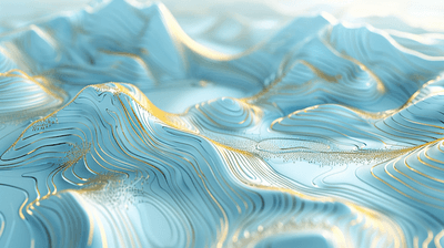 鎏金线条3D山脉地形图鸟瞰俯视山脉背景图片免费下载 千库网