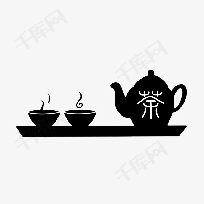 茶壶茶杯黑白剪影免扣素材图片免费下载 千库网