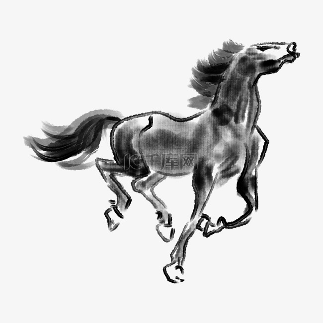 手绘奔跑的骏马插画素材图片免费下载 千库网