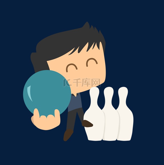 卡通保龄球男孩矢量素材图片免费下载 千库网