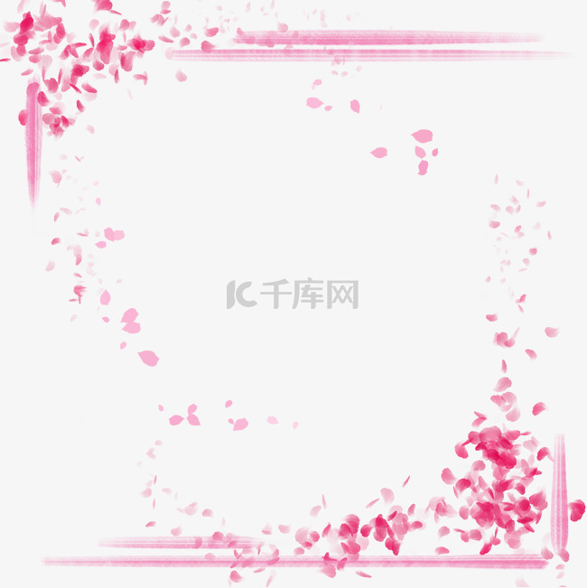 粉色方形花瓣边框素材图片免费下载 千库网