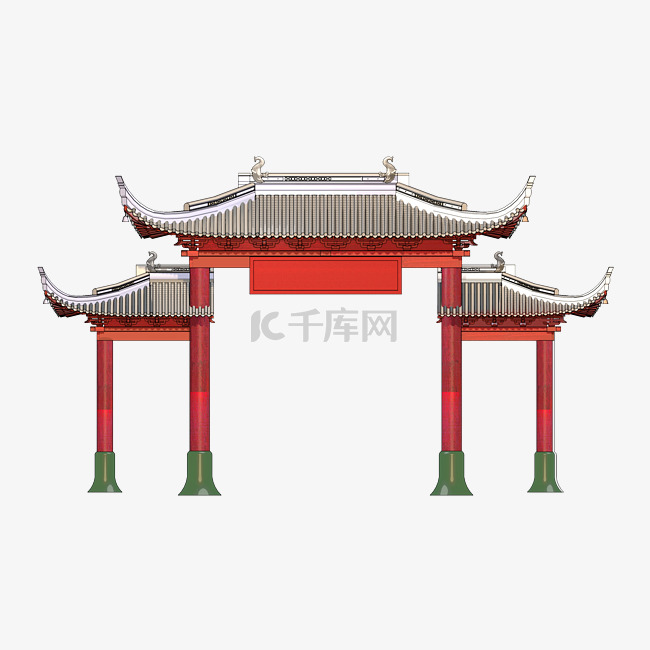 手绘中国古典牌坊牌楼素材图片免费下载 千库网