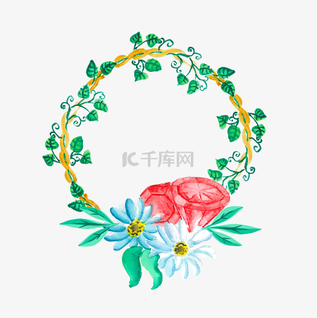 手绘彩色花环矢量图素材图片免费下载 千库网
