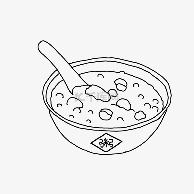 卡通手绘线稿腊八粥素材图片免费下载 千库网