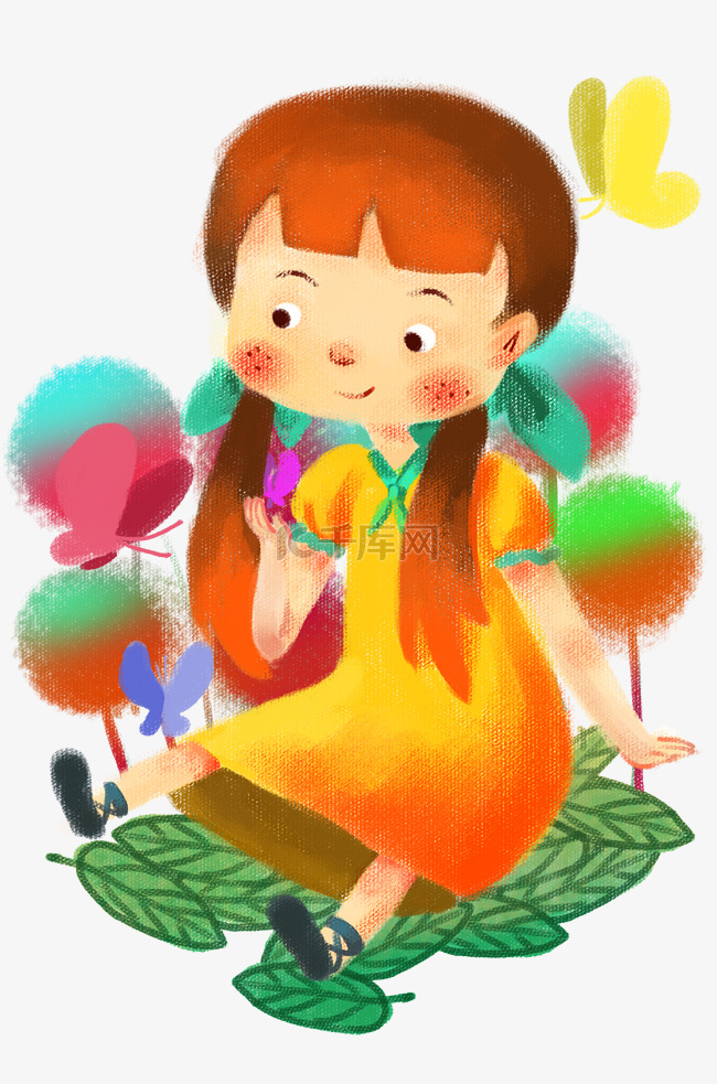 卡通水彩女孩插画素材图片免费下载 千库网