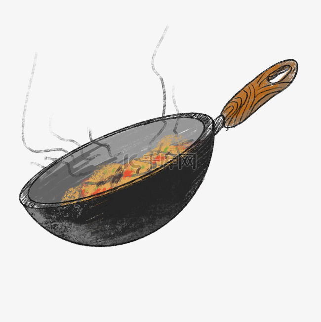 卡通手绘烧菜大铁锅炒锅素材图片免费下载 千库网