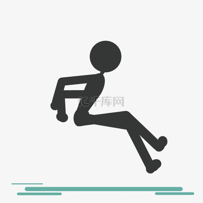 灰色扁平跳远火柴人素材图片免费下载 千库网