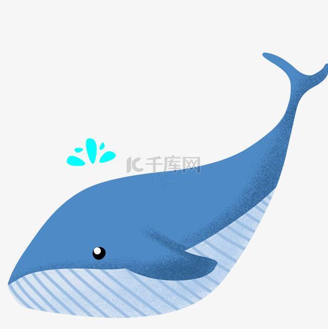 蓝色的大鲸鱼插画素材图片免费下载 千库网