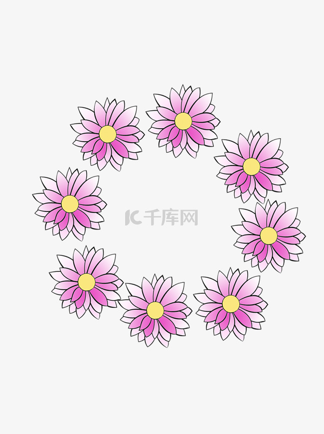 手绘粉色花卉边框可商用元素素材图片免费下载 千库网