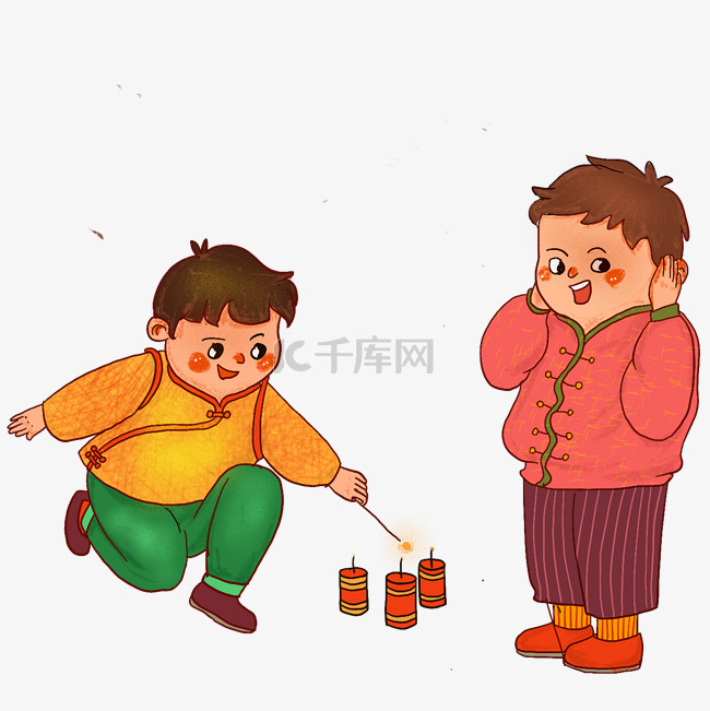 元旦放鞭炮的小孩素材图片免费下载 千库网