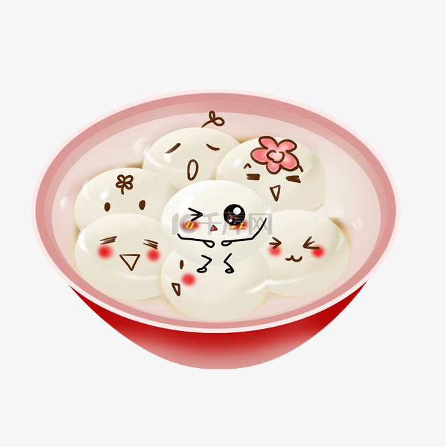 白色的汤圆手绘插画素材图片免费下载 千库网