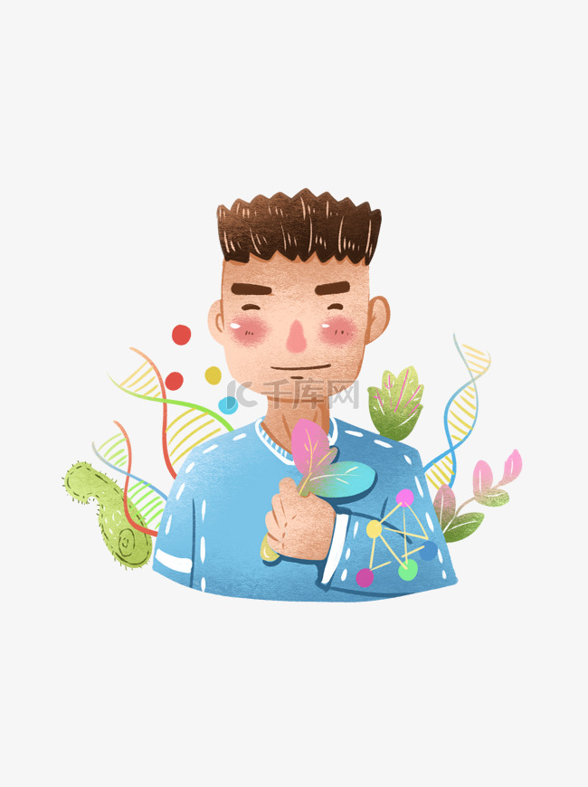 教师节生物老师手绘商用手绘插画元素素材图片免费下载 千库网