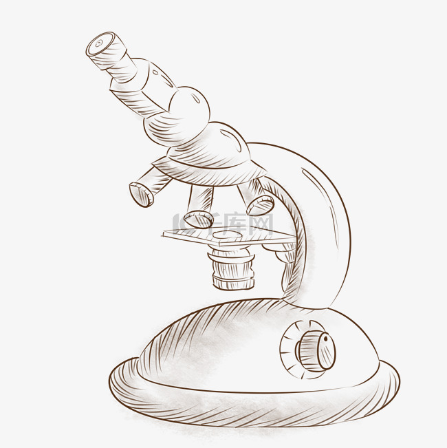 手绘线描显微镜插画素材图片免费下载 千库网