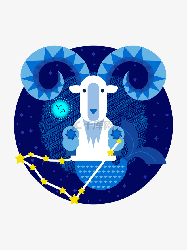抽象图案十二星座插画图标之摩羯座素材图片免费下载 千库网
