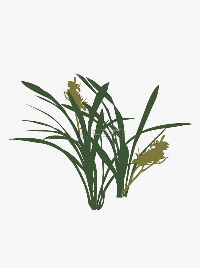 植物兰草四君子手绘简约素材图片免费下载 千库网
